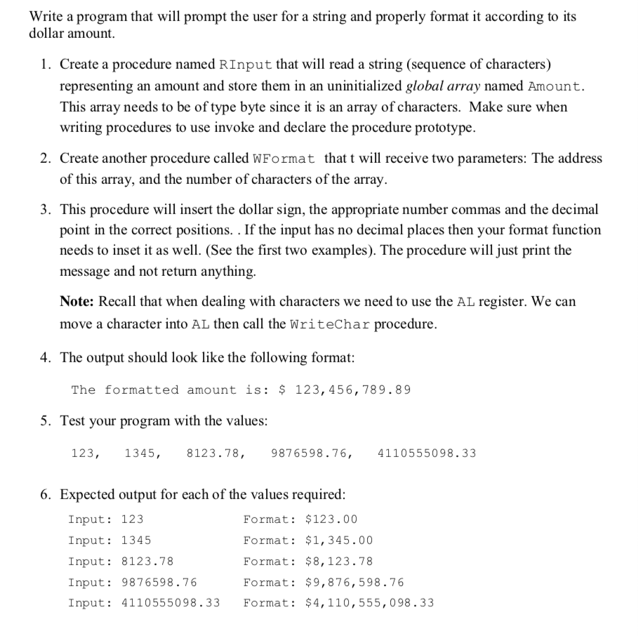 Write a program that will prompt the user for a | Chegg.com
