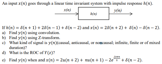 Solved An input x(n) goes through a linear time invariant | Chegg.com