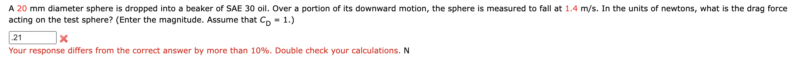 Solved A 20 mm diameter sphere is dropped into a beaker of | Chegg.com