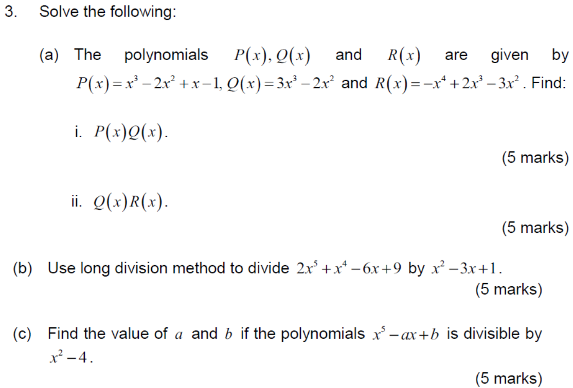 Solved (a) The polynomials P(x),Q(x) and R(x) are given by | Chegg.com