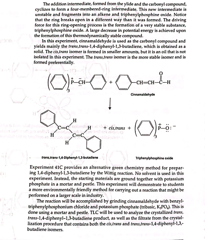 Solved 1,4-Diphenyl-1,3-Butadiene Wittig reaction Working | Chegg.com