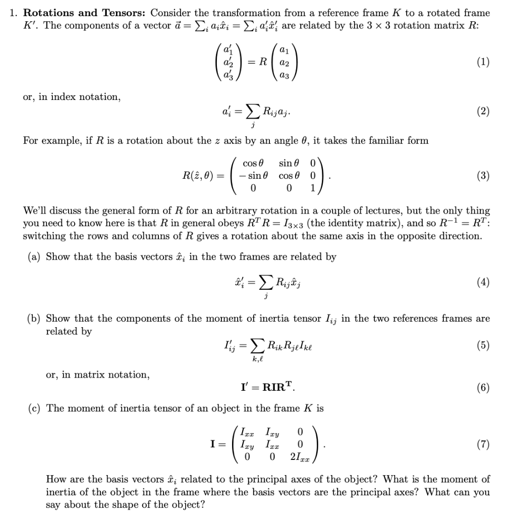 Solved Rotations and Tensors: Consider the transformation | Chegg.com