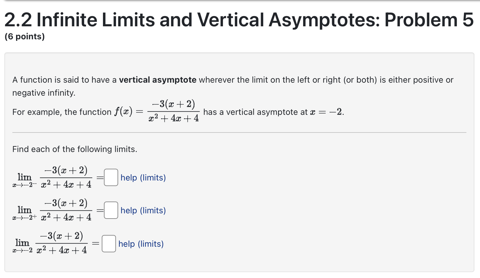 Solved 2.2 Infinite Limits and Vertical Asymptotes: Problem | Chegg.com