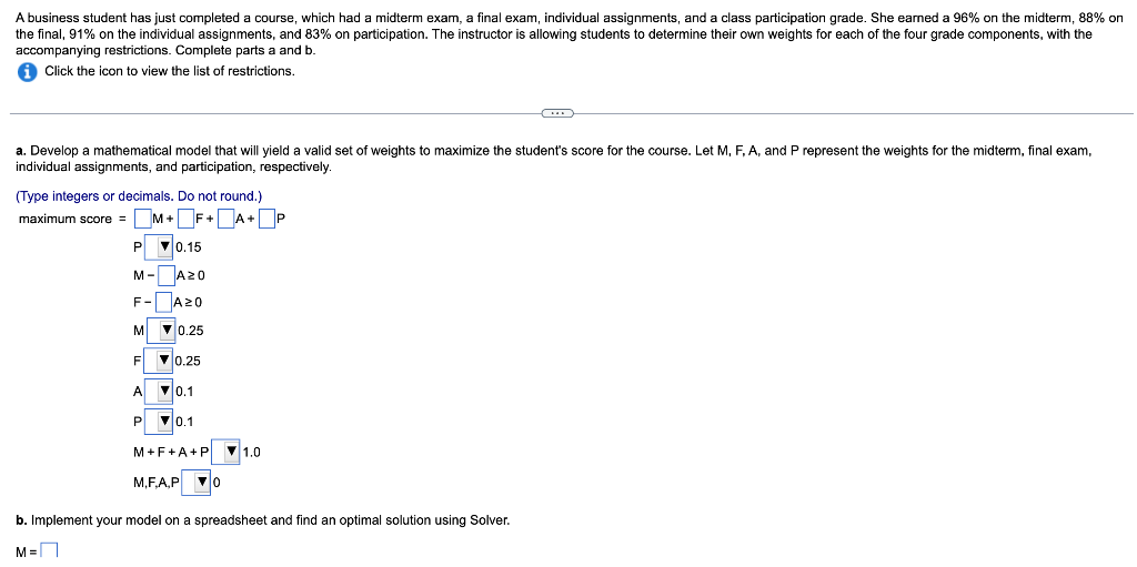 Solved A business student has just completed a course, which | Chegg.com
