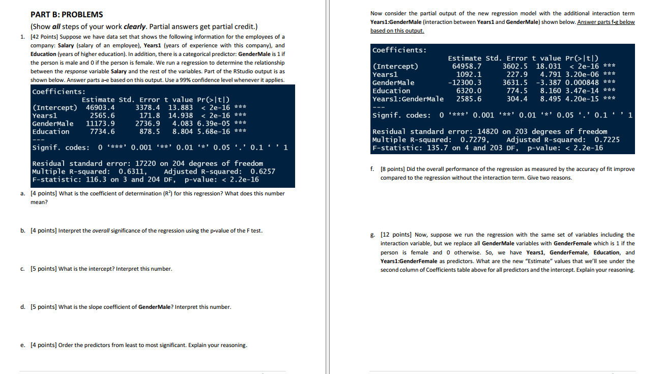 Solved PART B: PROBLEMS (Show all steps of your work | Chegg.com