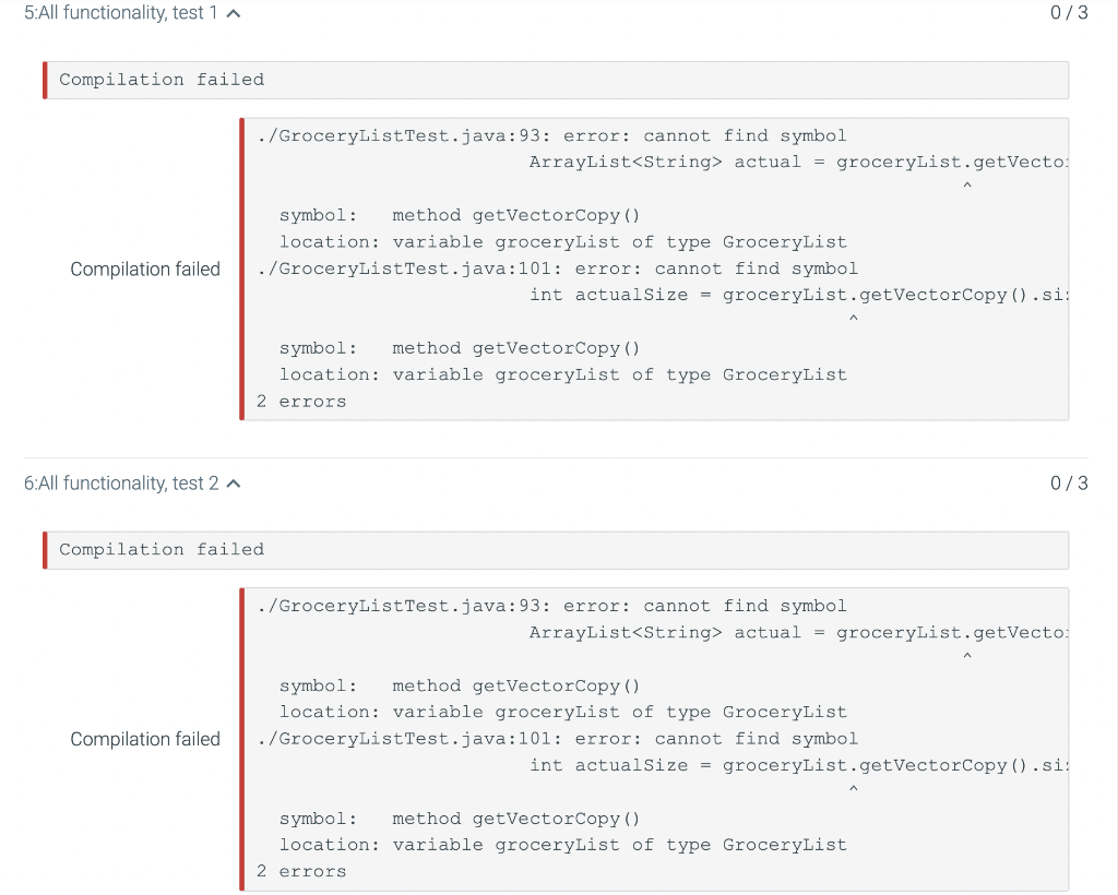 Please help me fix my error. Directions: Grocery | Chegg.com