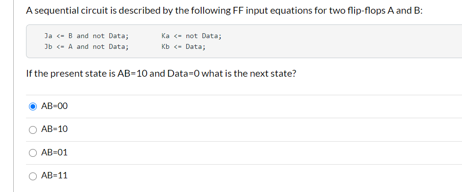 Solved A sequential circuit is described by the following FF | Chegg.com
