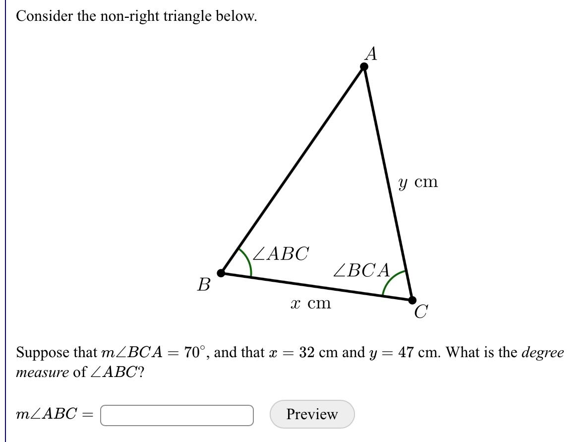 Solved Consider the non-right triangle below. Suppose that | Chegg.com