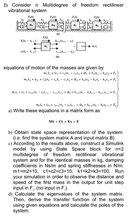 Solved 2) Consider n Multidegree of freedom rectilinear | Chegg.com