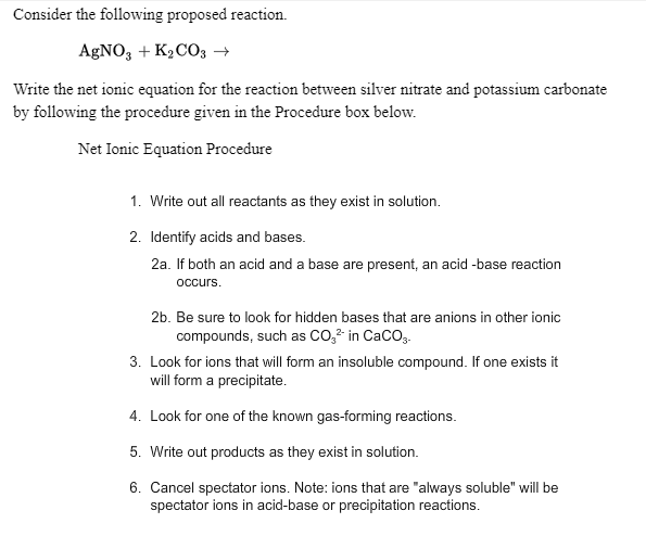 Solved Consider the following proposed reaction. AgNO3 + K, | Chegg.com