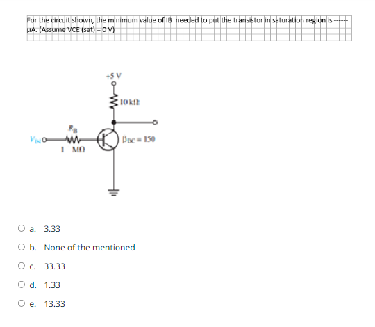 Solved For the circuit shown, the minimum value of IB needed | Chegg.com