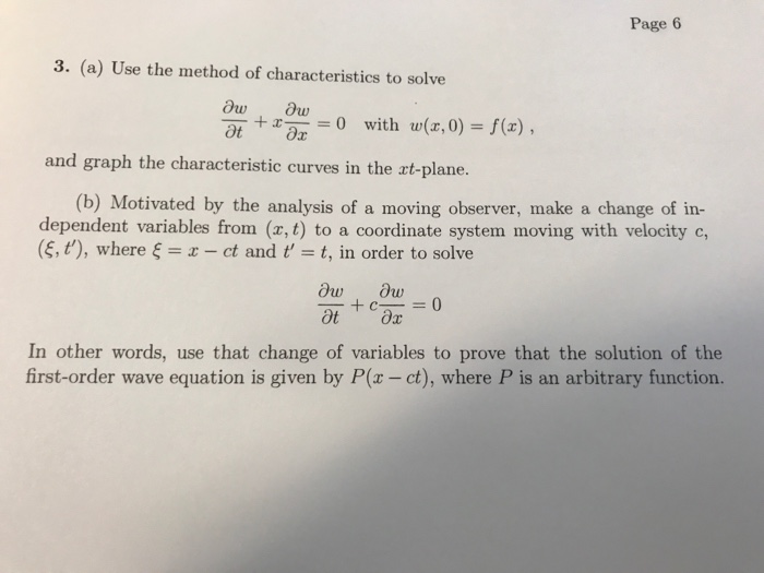 Solved Use the method of characteristics to solve partial | Chegg.com