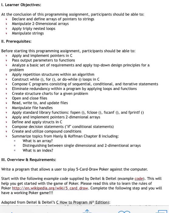 Solved I. Learner Objectives: At the conclusion of this | Chegg.com