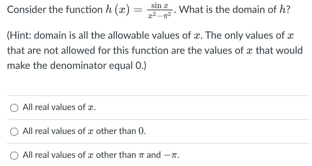 Solved Consider the function \\( h(x)=\\frac{\\sin | Chegg.com
