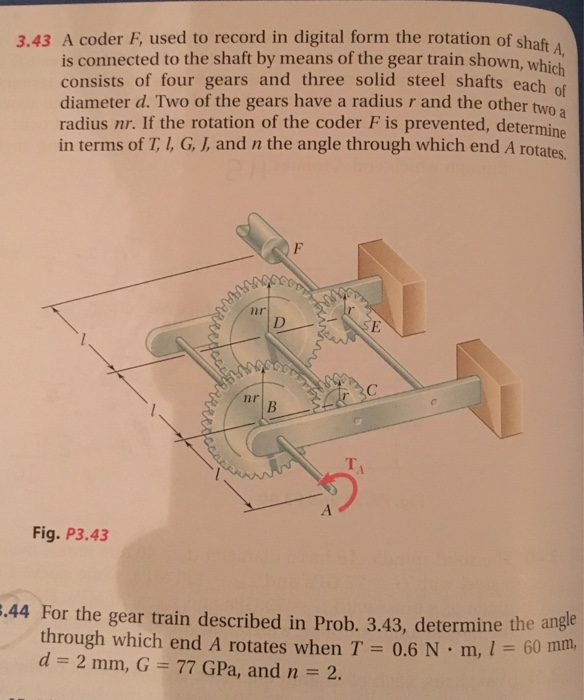 Solved 3.43 A coder F, used to record in digital form the | Chegg.com
