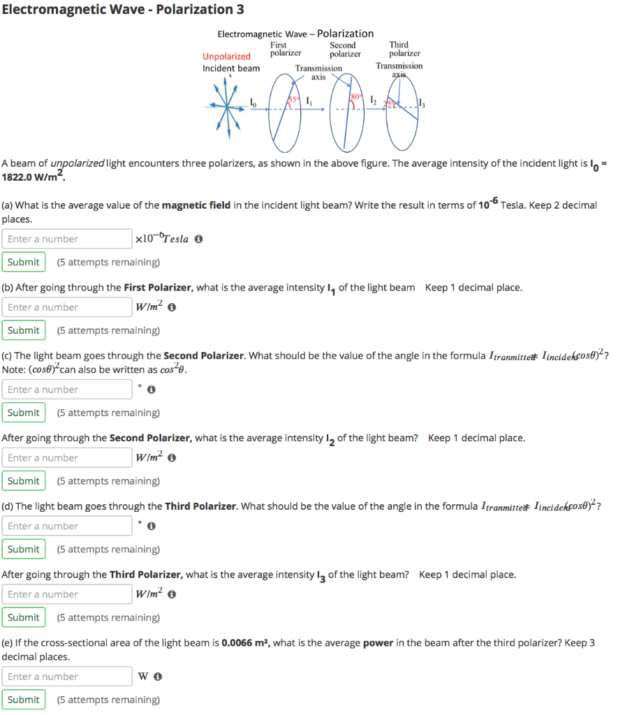 Solved Electromagnetic Wave - Polarization 3 Electromagnetic | Chegg.com