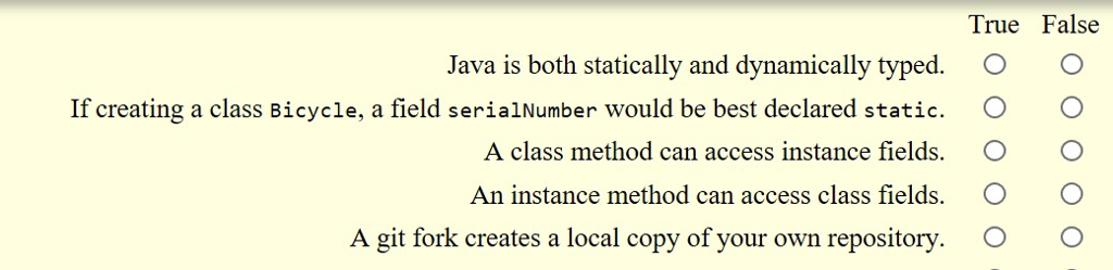 Solved True False Java is both statically and dynamically | Chegg.com
