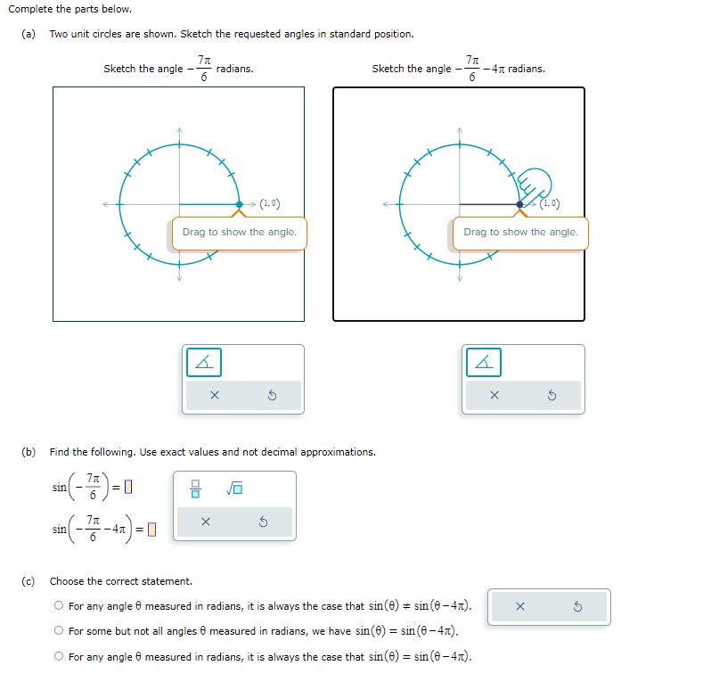 Solved (a) Two unit circles are shown. Sketch the requested | Chegg.com