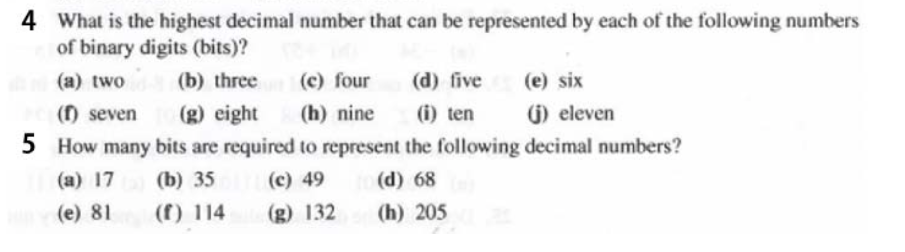 Solved 4 What Is The Highest Decimal Number That Can Be 
