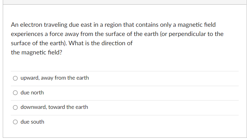 Solved An electron traveling due east in a region that | Chegg.com