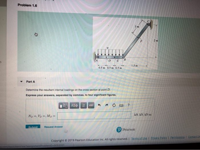 Solved the structure supports a distributed load of w=1.8 | Chegg.com