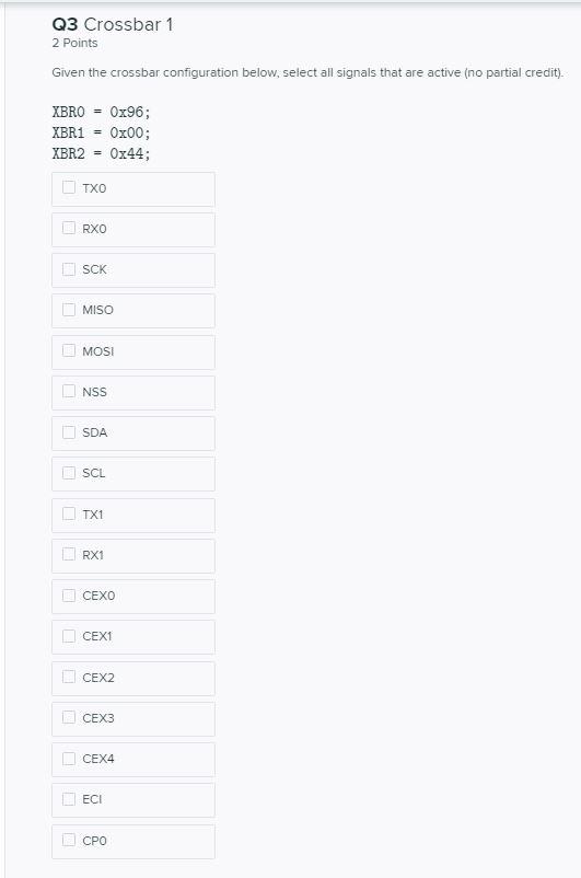 Solved Q3 Crossbar 1 2 Points Given the crossbar | Chegg.com