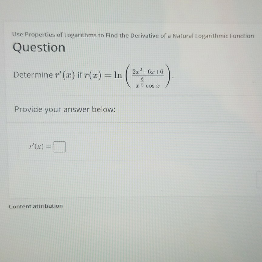 Solved Use Properties of Logarithms to Find the Derivative | Chegg.com