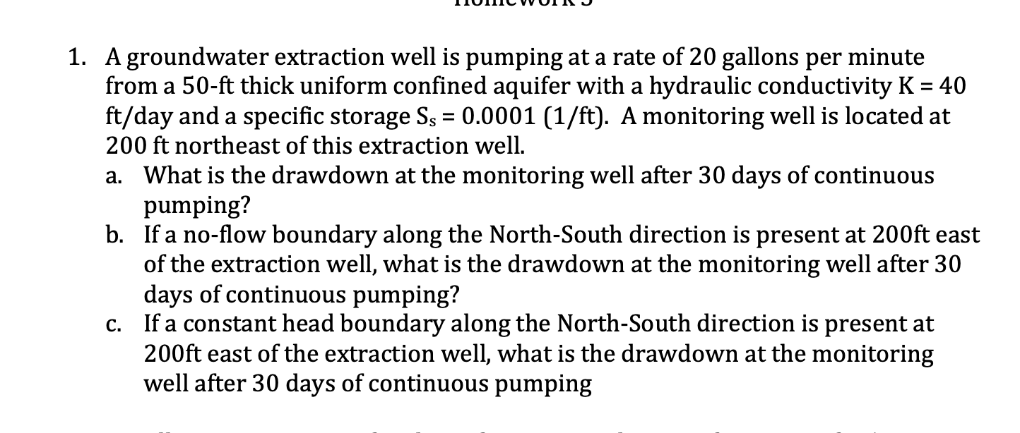 1. A groundwater extraction well is pumping at a rate | Chegg.com