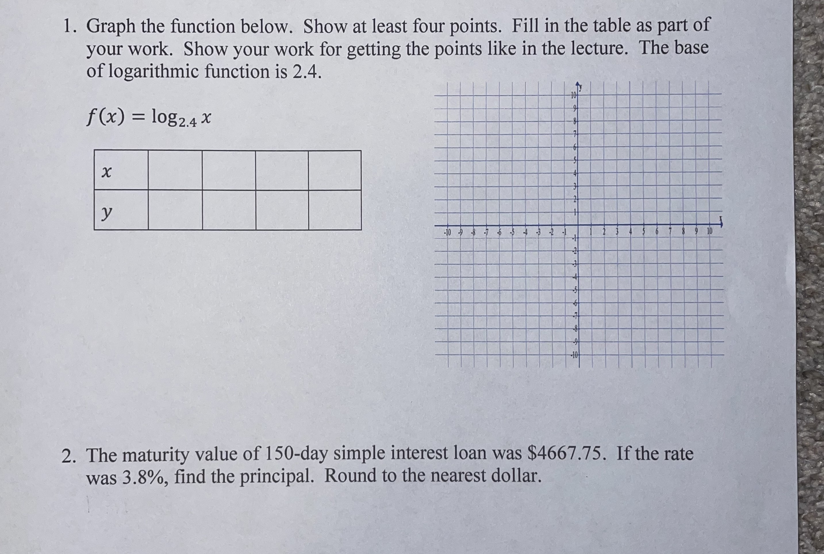 Solved 1. Graph the function below. Show at least four | Chegg.com