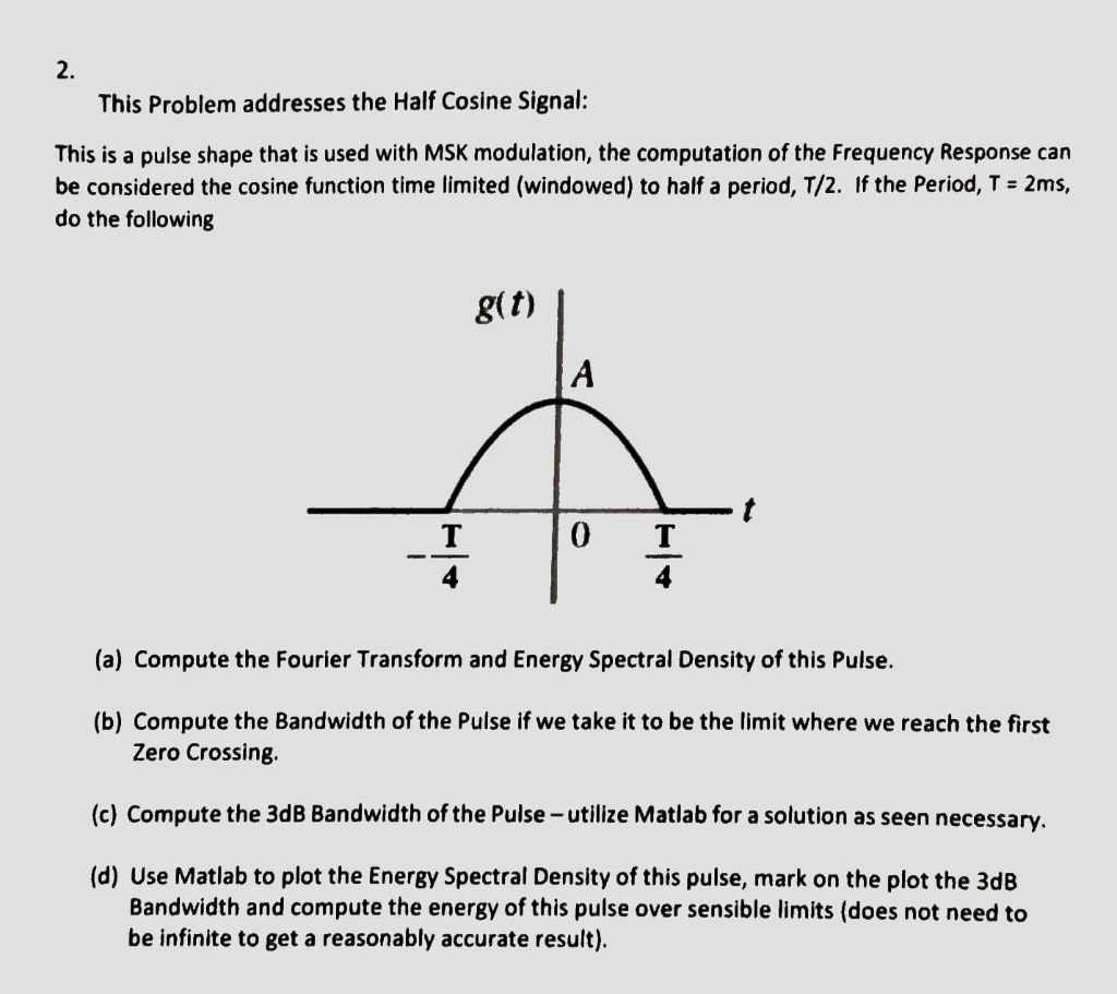 2. This Problem addresses the Half Cosine Signal: | Chegg.com