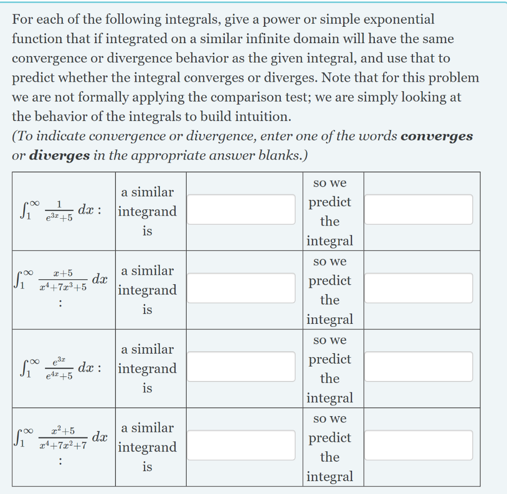 Solved For each of the tollowing integrals, give a power or | Chegg.com