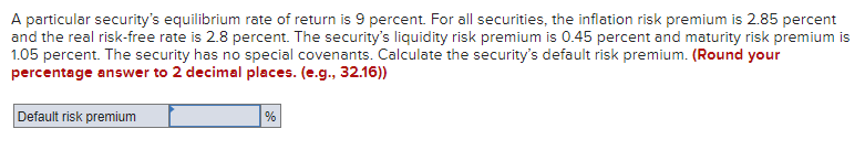 Solved A particular security's equilibrium rate of return is | Chegg.com