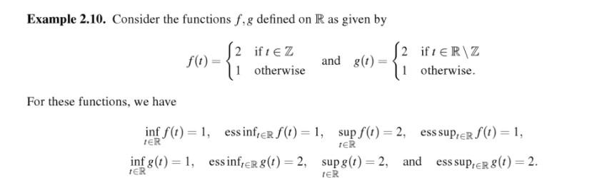 Solved essinft∈Ix(t)=sup{A:x(t)≥A a.e. | Chegg.com