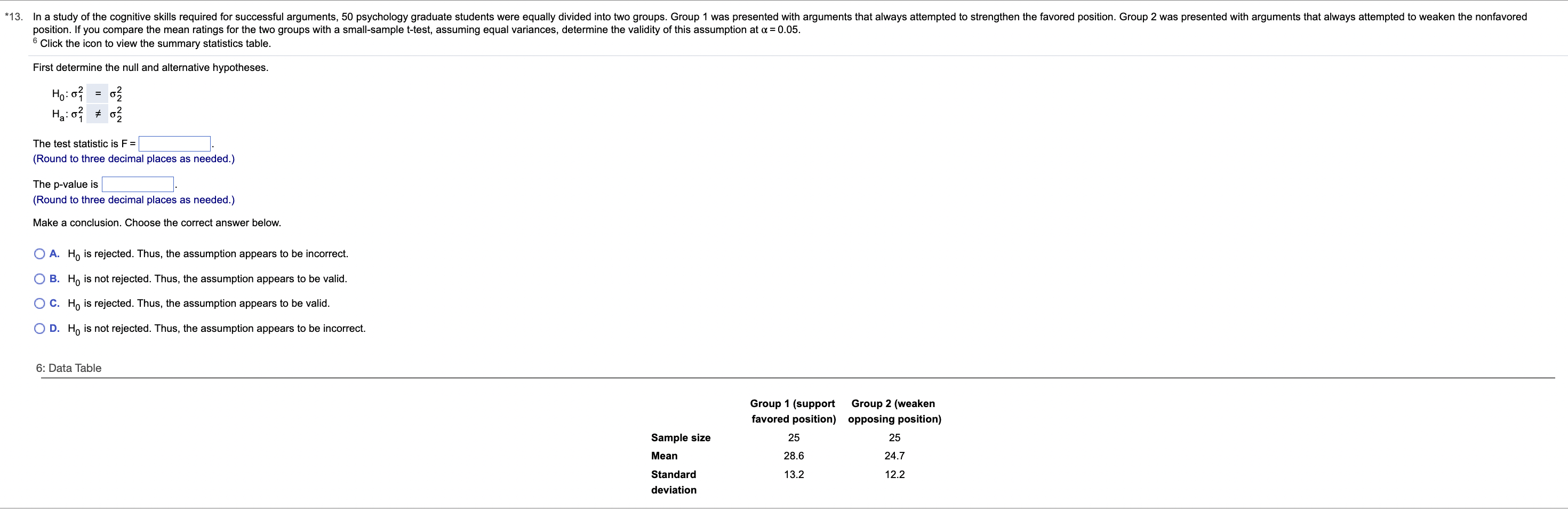 Solved position. If you compare the mean ratings for the two | Chegg.com