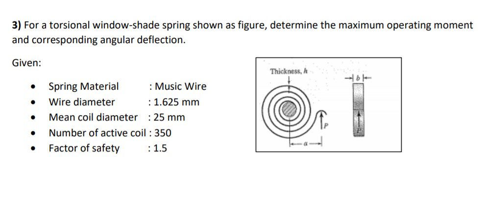 Solved 3) For a torsional window-shade spring shown as | Chegg.com
