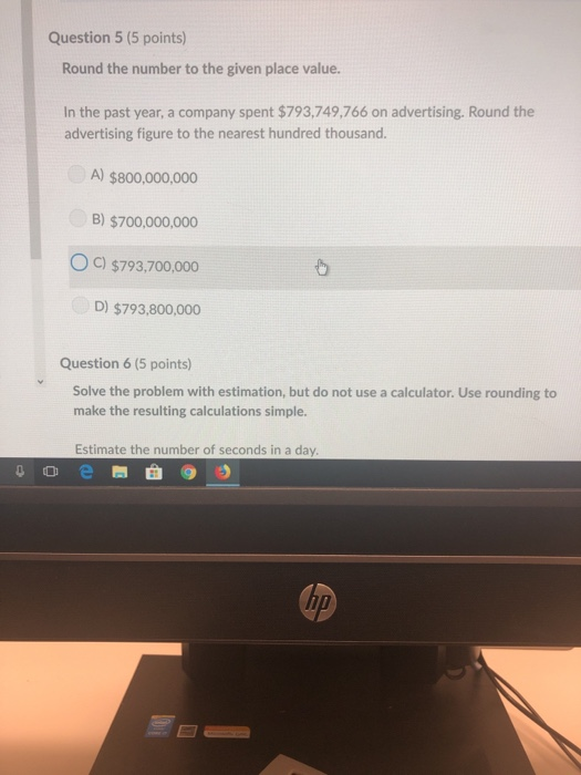Solved Question 5 (5 points) Round the number to the given | Chegg.com