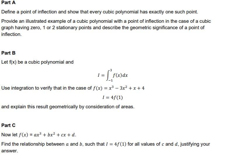 Solved Part A Define a point of inflection and show that | Chegg.com