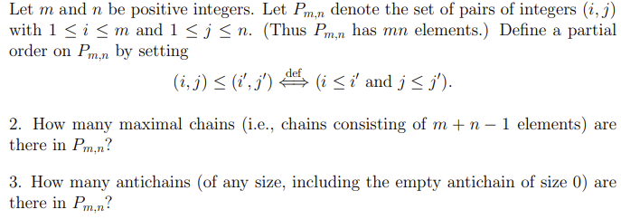 Let m and n be positive integers. Let Pm,n denote the | Chegg.com