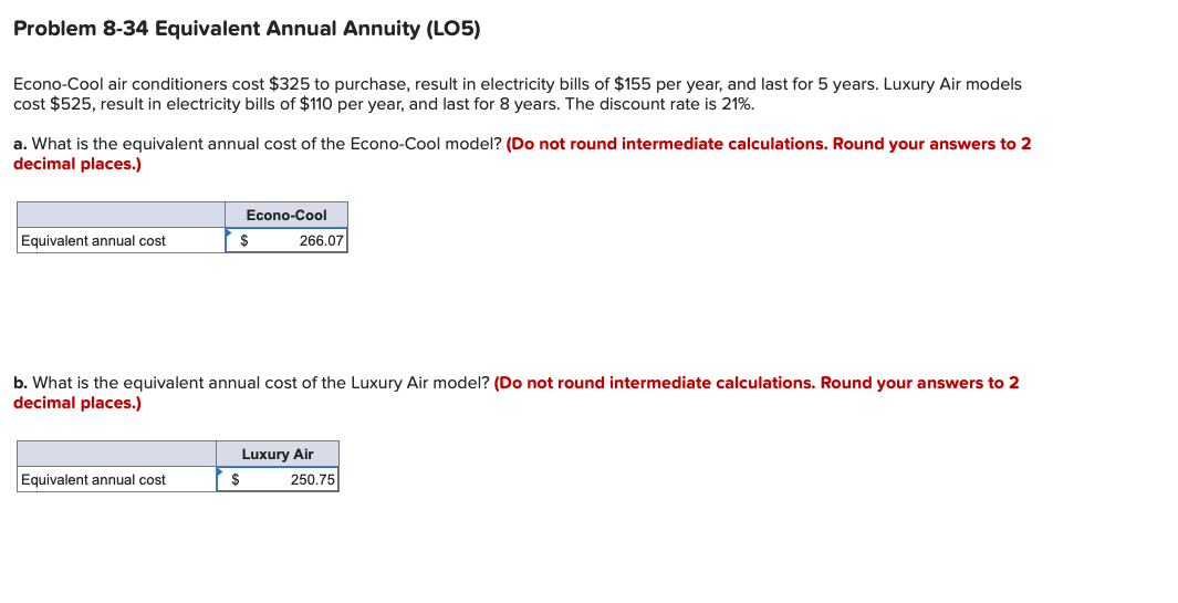 Solved Problem 8-34 Equivalent Annual Annuity (LO5) | Chegg.com