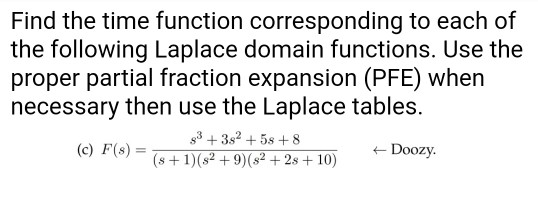 Solved Find the time function corresponding to each of the | Chegg.com