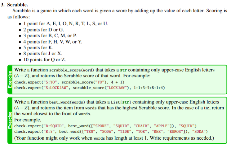 Solved 3. Scrabble. Scrabble is a game in which each word is | Chegg.com