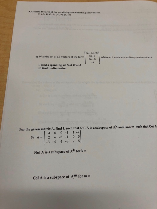 Solved Calculate the area of the parallelogram with the | Chegg.com