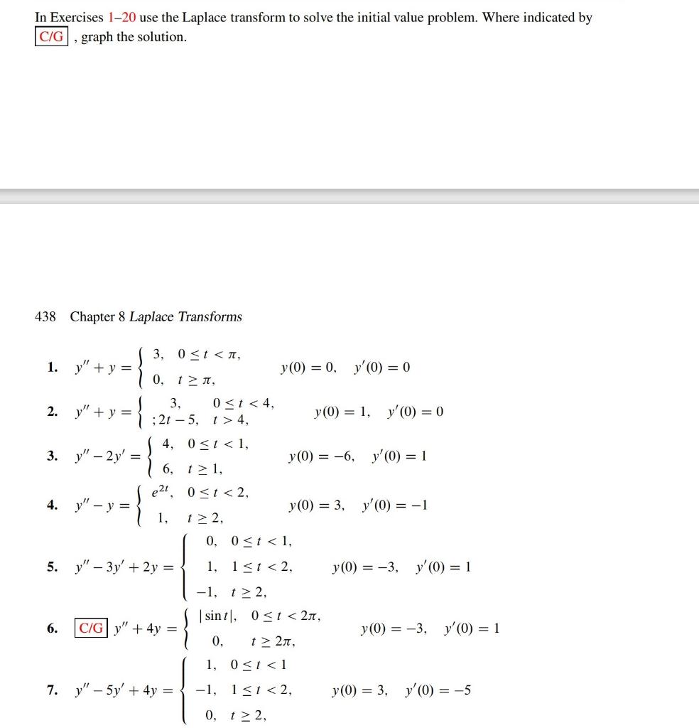 Solved In Exercises 1-20 use the Laplace transform to solve | Chegg.com