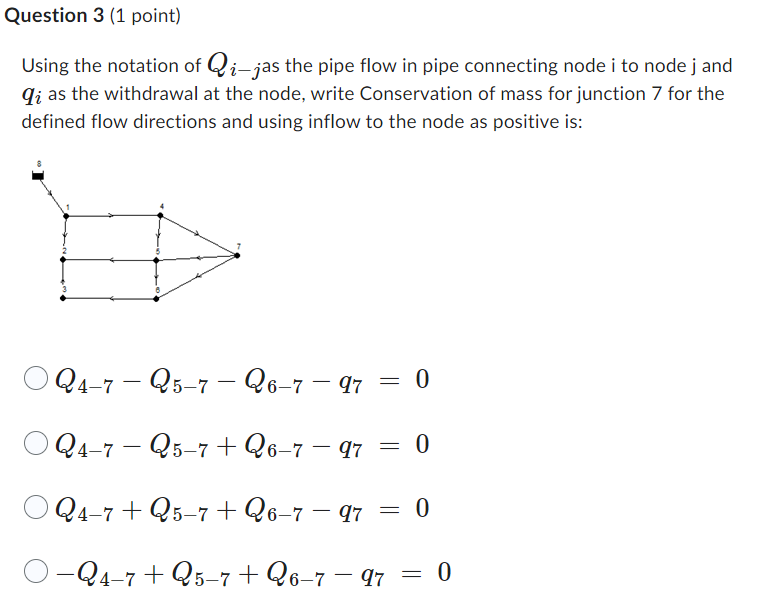 Solved Using the notation of Qi−j as the pipe flow in pipe | Chegg.com