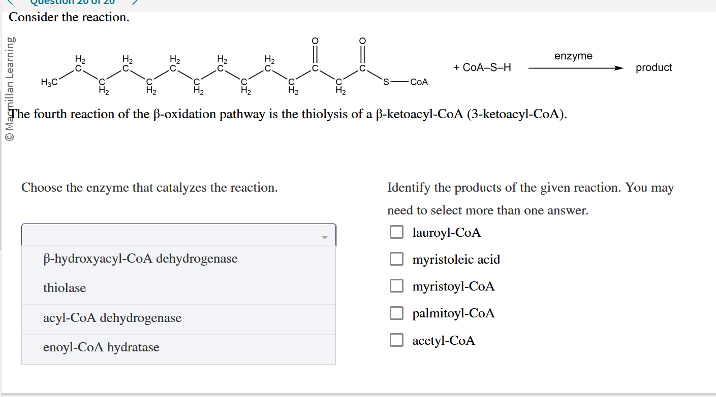 Solved Consider the reaction. +CoA−S−H enzyme product | Chegg.com
