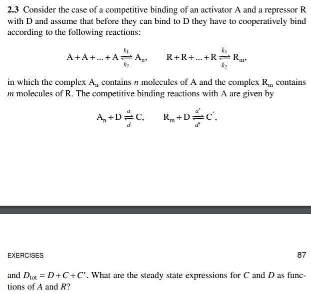 Solved 2.3 Consider the case of a competitive binding of an | Chegg.com
