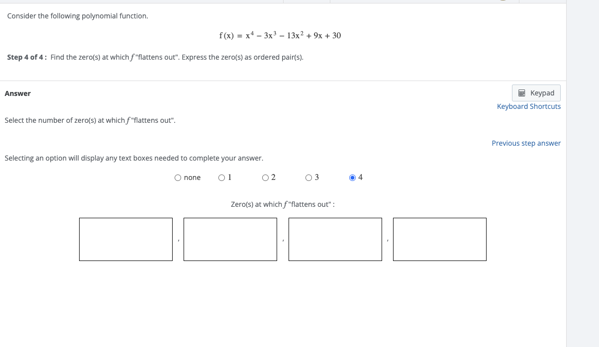 Solved Consider The Following Polynomial Function