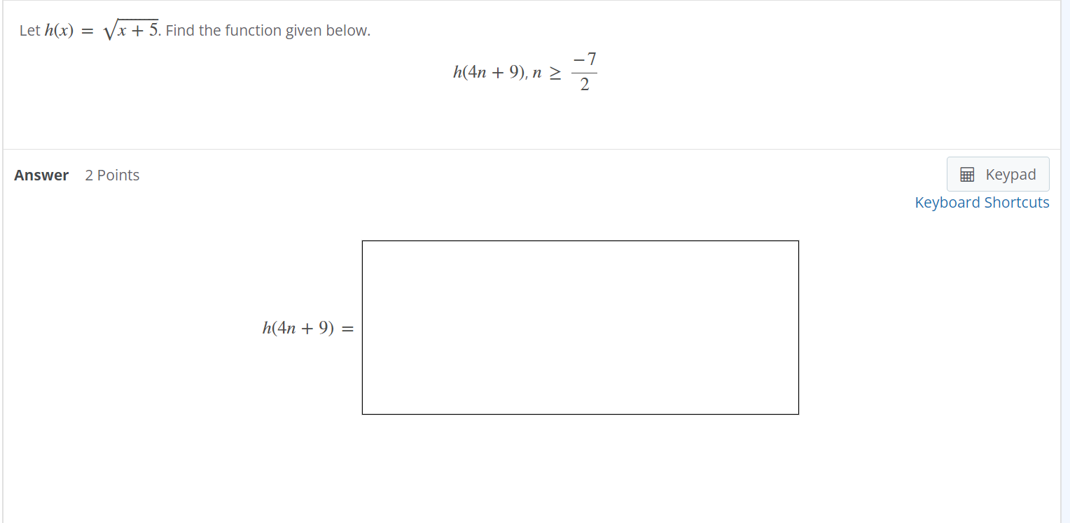 Solved Let h(x)=x+5. Find the function given below. | Chegg.com