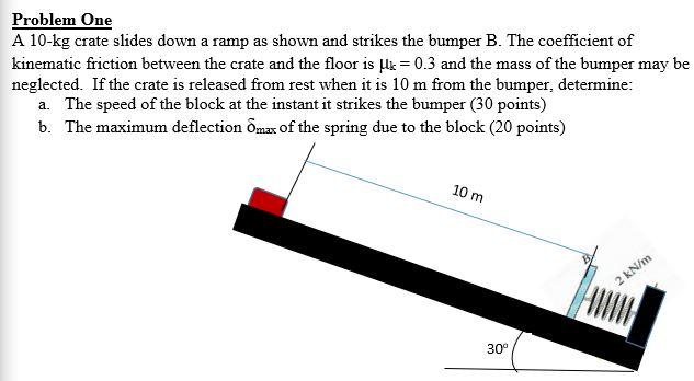 Solved Problem One A 10-kg crate slides down a ramp as shown | Chegg.com