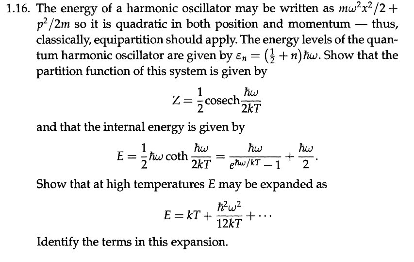 Solved 1.16. ﻿The energy of a harmonic oscillator may be | Chegg.com